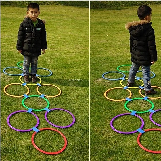 אליגן לכל | טוויסטר חישוקים מחוברים 13 חלקים | משחקי חצר לגן ילדים | מתקני חצר לילדים